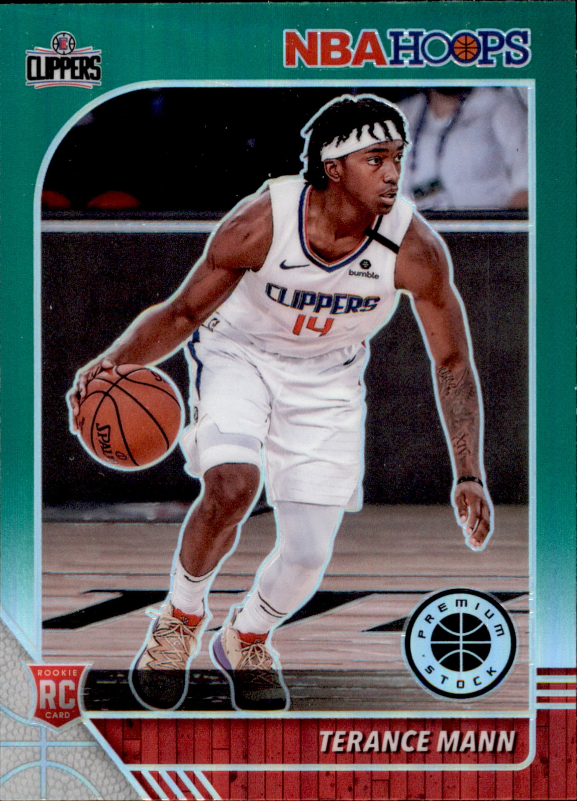 2019-20 Hoops Premium Stock Prizms Green #245 Terance Mann RC Rookie ...