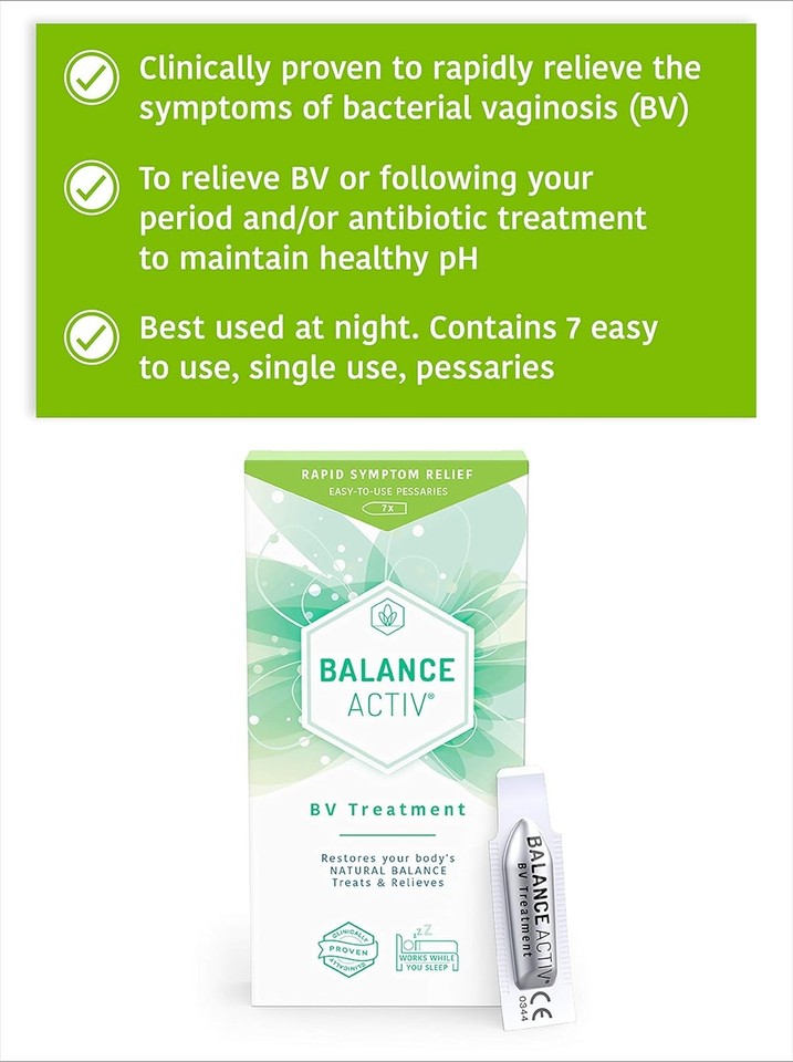 Balance Activ BV Pessaries, Bacterial Vaginosis Treatment 7 Count (Pack ...