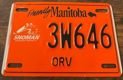 Manitoba Snowmobile License Plate ORV 3W646 | eBay