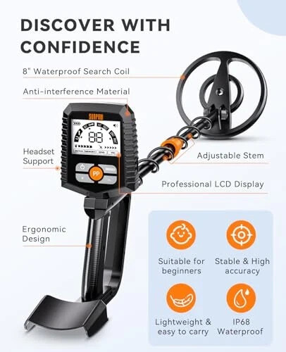 SUNPOW MD13 Metal Detector for Adults & Kids, Waterproof Metal/Gold ...
