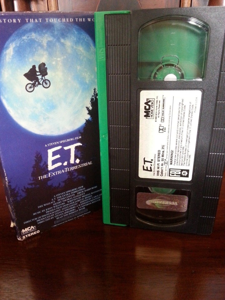 E.T. ET The Extra Terrestrial VHS 1982 Rare Green and Black Tape ...