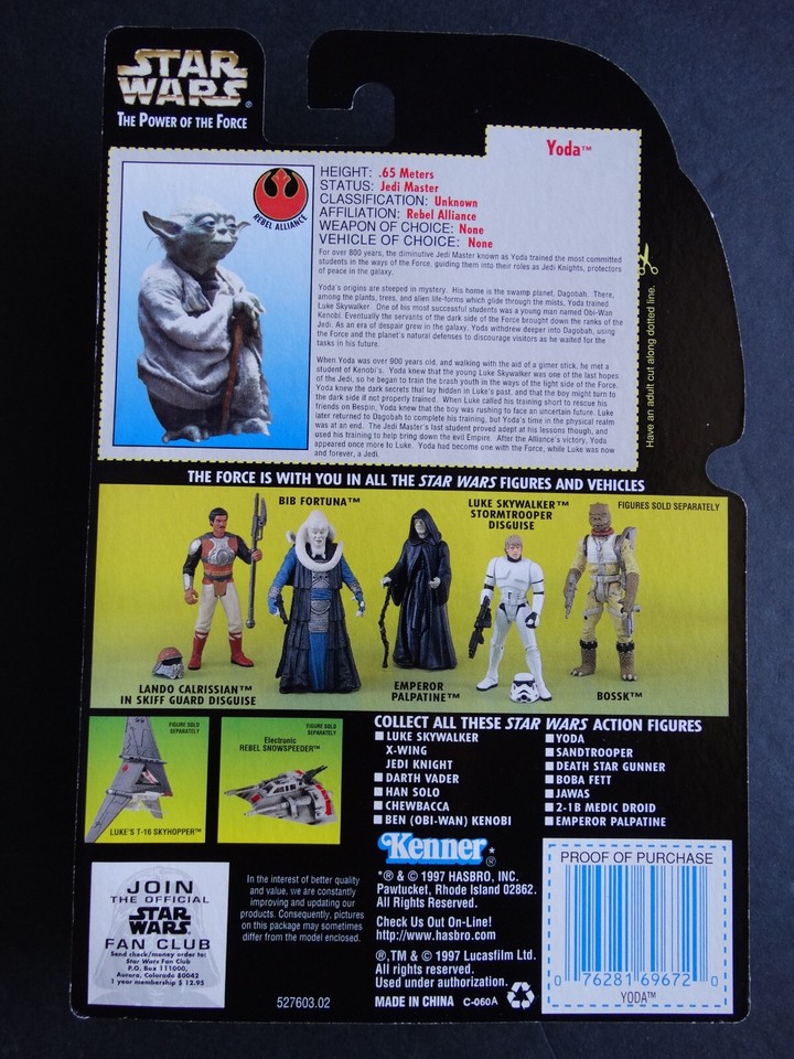 1997 Star Wars POTF Yoda Jedi Trainer Backpack Gimer Stick Action ...