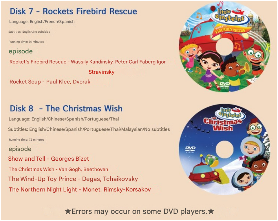 Little Einsteins Adventures Collection English 8 DVD Set Kid Learning ...