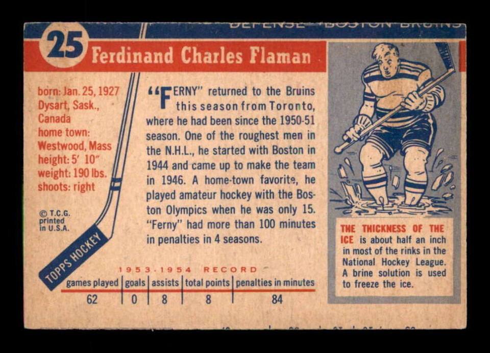 1954 Topps #25 Fern Flaman VGEX X3195447 | eBay