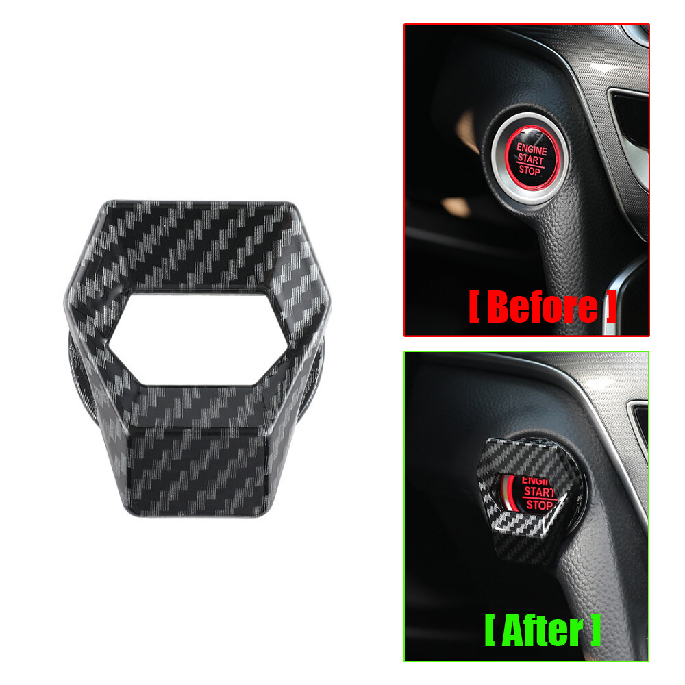 Car Accessories Carbon Fiber Engine Start Stop Push Button Switch Cover ...