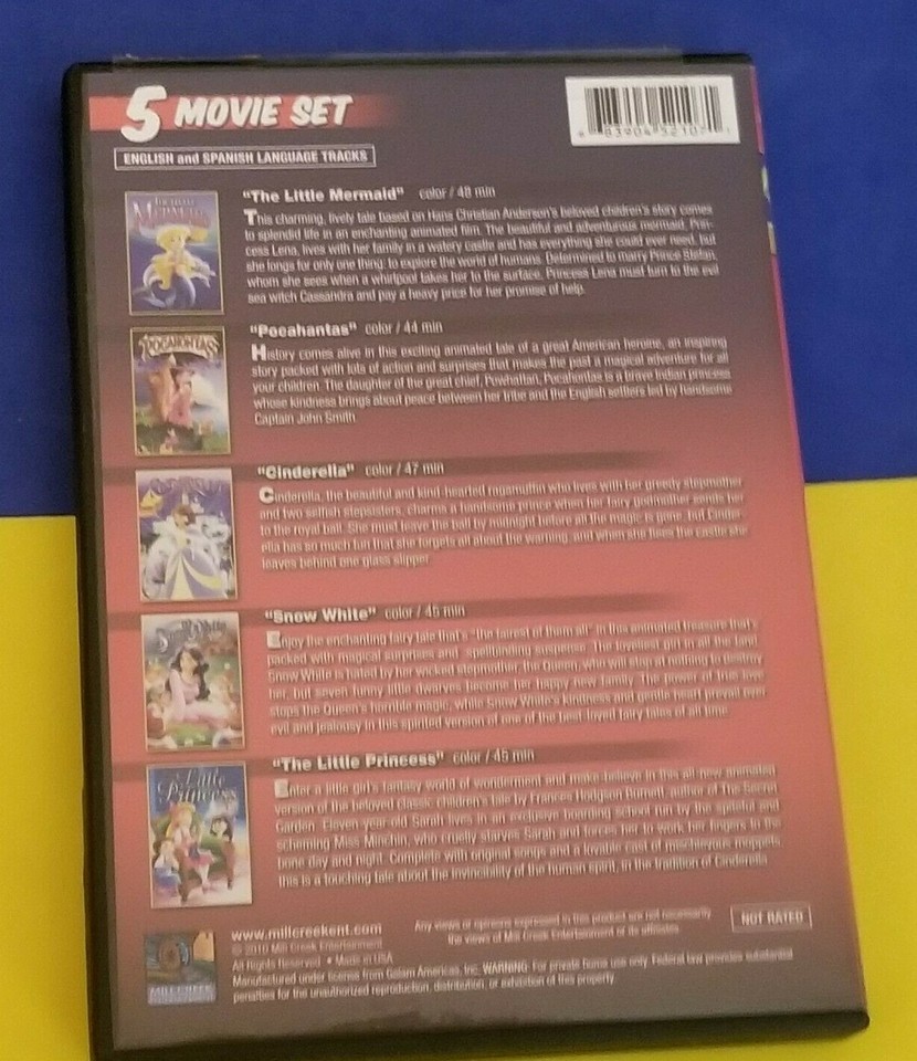 PRINCESS COLLECTION - DVD - 5 MOVIES - LITTLE MERMAID, POCAHONTAS ...