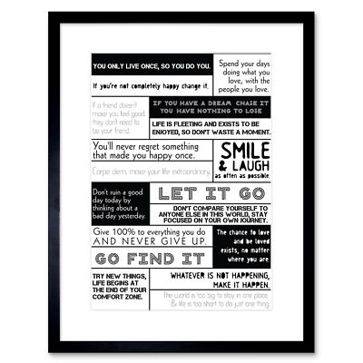 Motivational Manifesto Advice Typography Grid Framed Wall Art Print 9x7 ...
