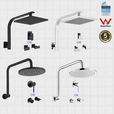 Decaura Shower Head Set 8" 9" Gooseneck Shower Arm Brass/ Shower Mixer ...