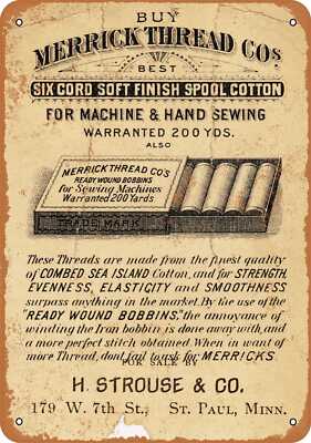 METAL SIGN - 1898 Merrick Thread -- Vintage Look | eBay