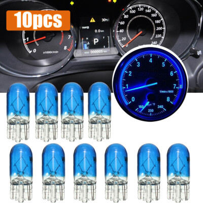 10x Blue 12V T10 501 3W Car Dashboard Dash Panel Gauge Light Bulbs ...
