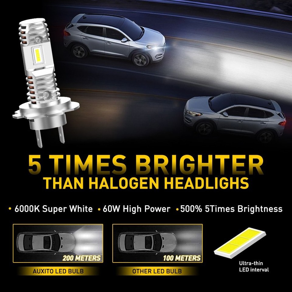 2x H7 LED Headlight Kit 60W 32000LM Globes Car Bulbs High Low Beam ...