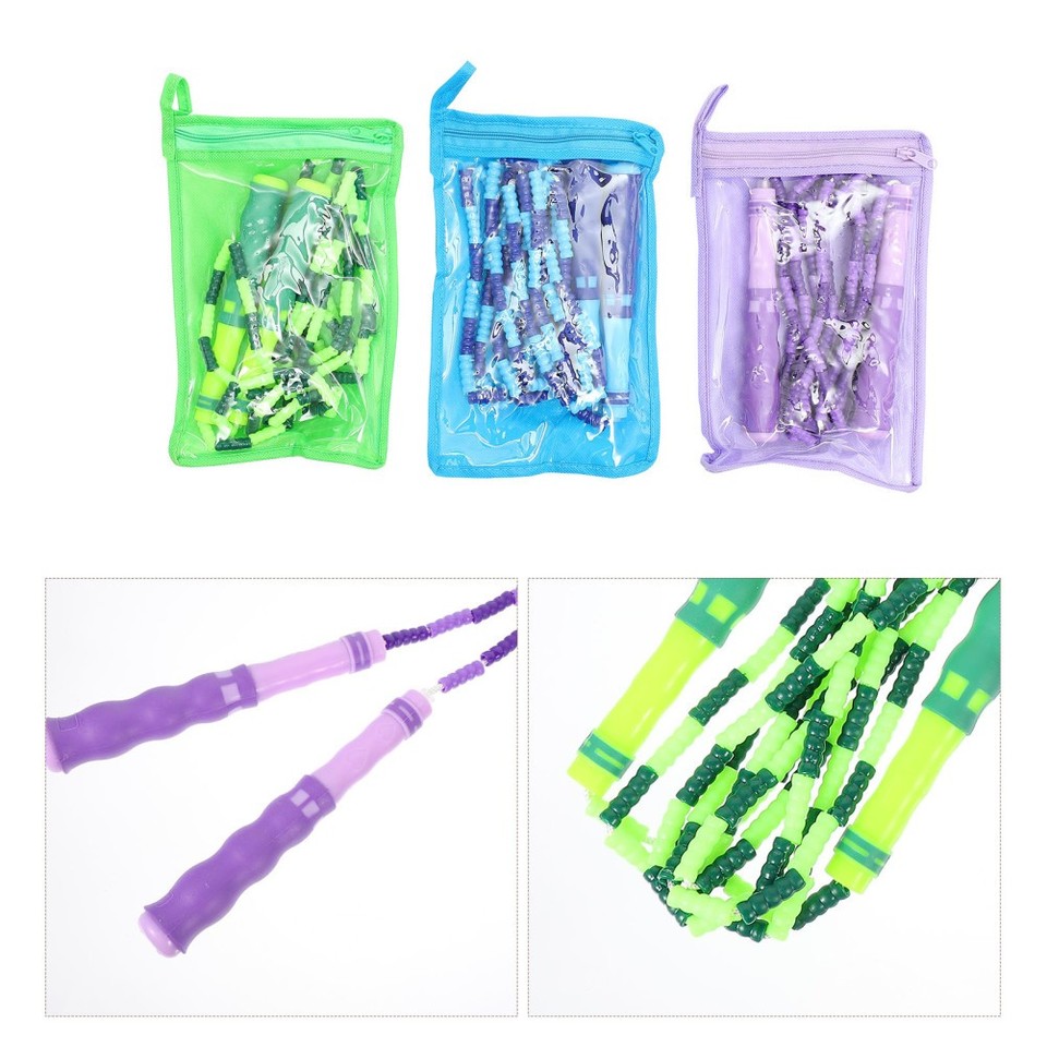 3Pcs Boy Girl Skipping Ropes Beaded Jumping Ropes for Fitness Training ...