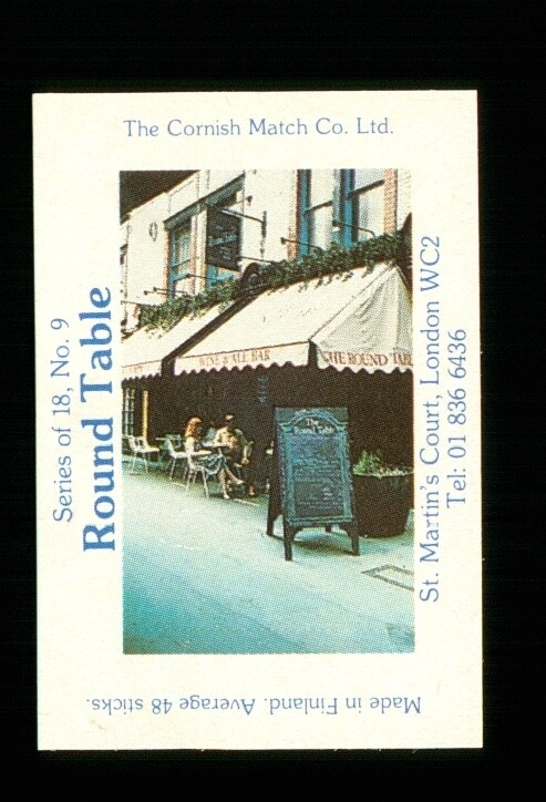 Matchbox label Pub Round Table Saint Martin Court London WC2 ME1704 | eBay