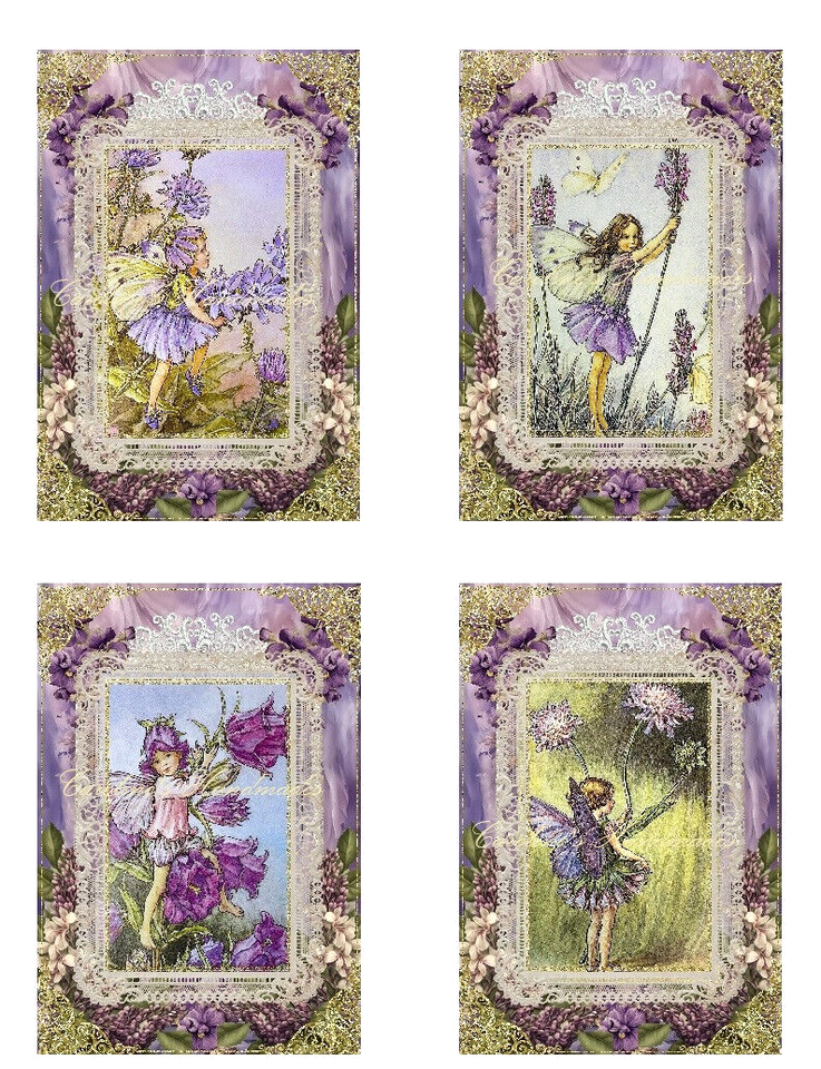 Vtg Purple Flower Fairies C Barker A MULTI-SIZE SET Cotton Fabric Quilt ...