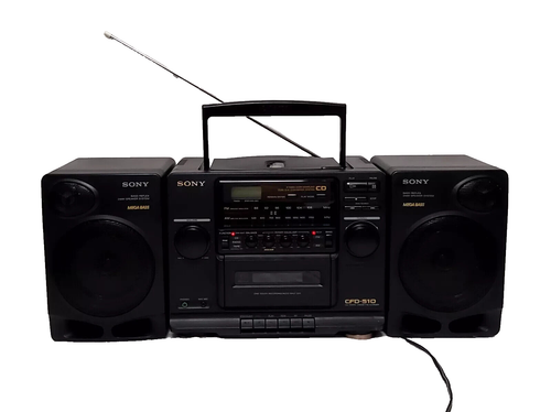 Sony CFD-510 CD Radio Cassette Mega Bass Speaker Boombox 90's Vintage ...