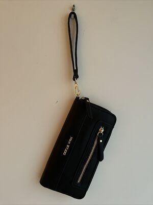 Max Studio Wallet Black Zip Around Wristlet Clutch Vegan Leather | eBay