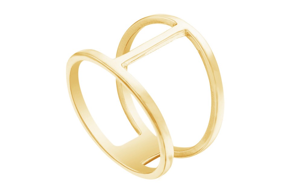 14K Yellow Gold Plated Silver Openwork Geometric Ring | eBay