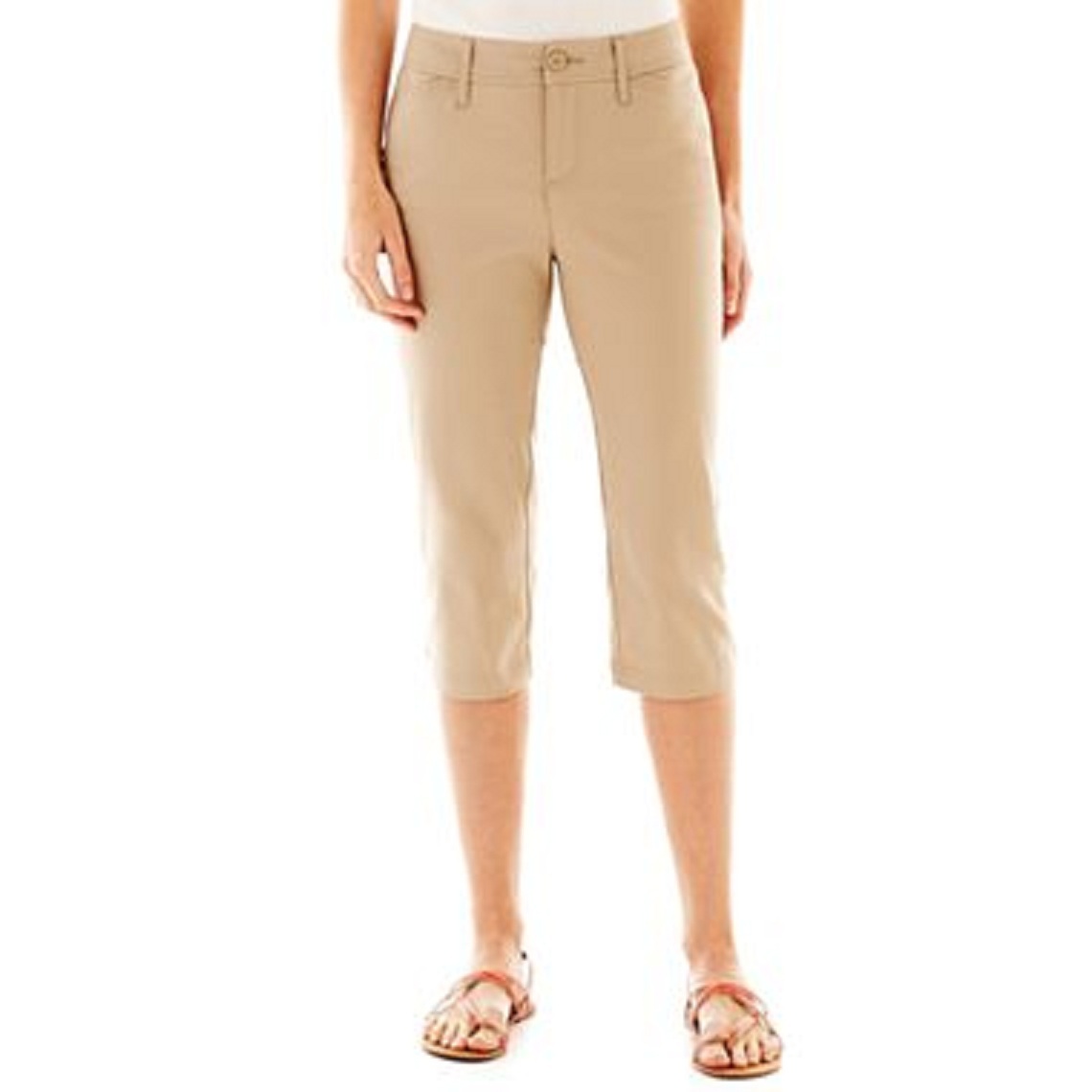NWT ST. JOHN'S BAY SECRETLY SLENDER TAN CAPRIS 16 | eBay