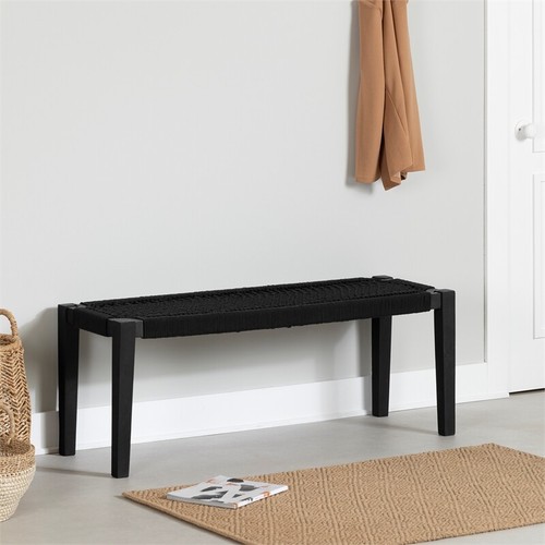 South Shore Balka Wood and Rope Bench Pure Black | eBay