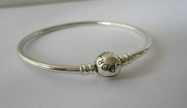 Authentic Pandora Silver Moments Charm Bangle Bracelet 19cm #590713 for ...