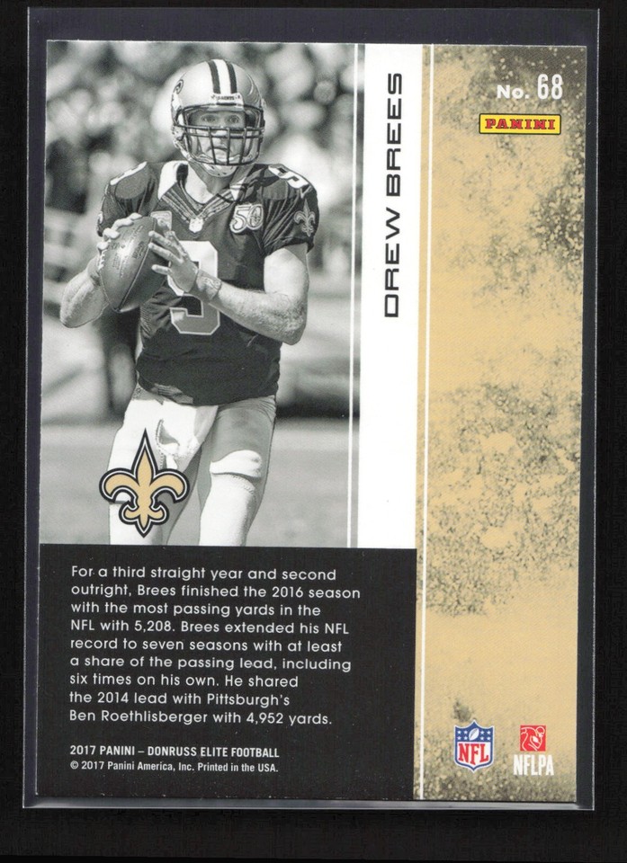2017 Panini Donruss Elite Drew Brees #68 New Orleans Saints | eBay