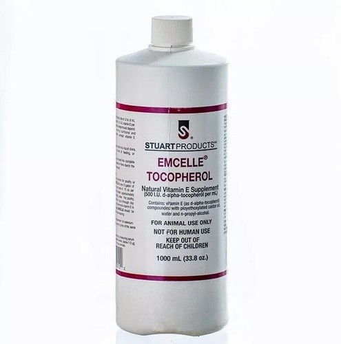 EMCELLE Tocopherol Liquid Vitamin E Solution for Equine & Poultry, 1000 ...