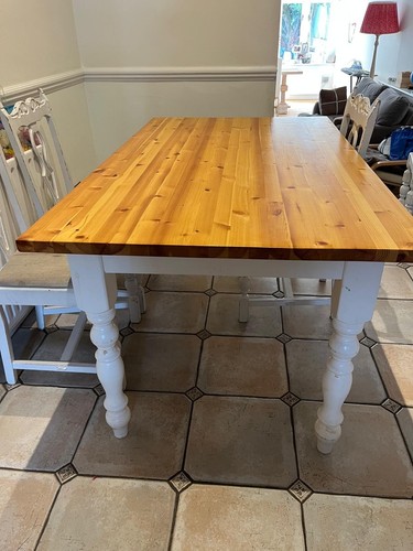 Rustic Pine Kitchen Table with 6 Chairs – Farmhouse Style – Solid Wood | eBay UK