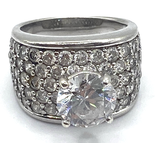 Sterling Silver / 925 Sparkle Cubic Zirconia Cocktail Ring Size 7 | eBay