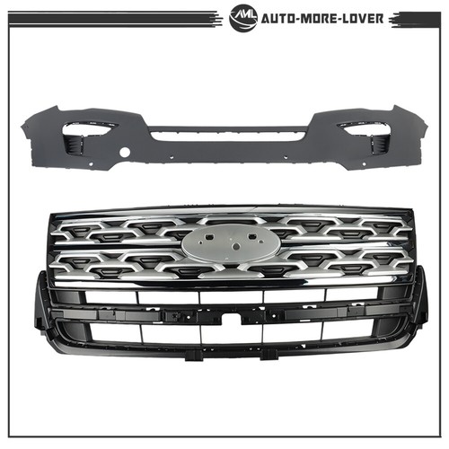 For 2018-2019 Ford Explorer Front Bumper Cover With Radar Hole + Front ...