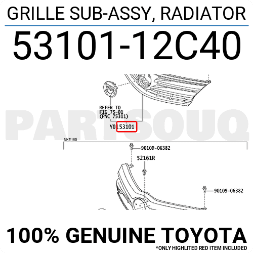 5310112C40 Genuine Toyota GRILLE SUB-ASSY, RADIATOR 53101-12C40 | eBay