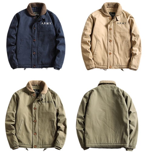 Mens Cargo Jacket Faux Cashmere Fleece Lined Pilot Coats 6XL Thicken ...