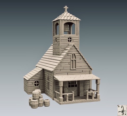 Black Scorpion Miniature Church Wild Old West Town Building Terrain ...