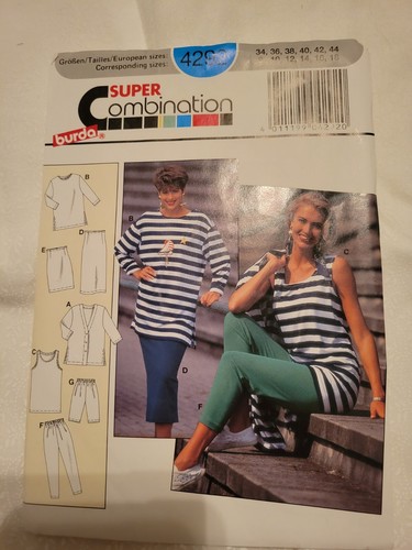 Burda 4292 Super Combination 1980s Sewing Pattern Sizes 8, 19, 12, 14 ...