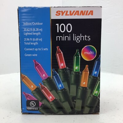 Sylvania 100 Multicolor Mini Lights Green Wire Christmas Wedding Party ...