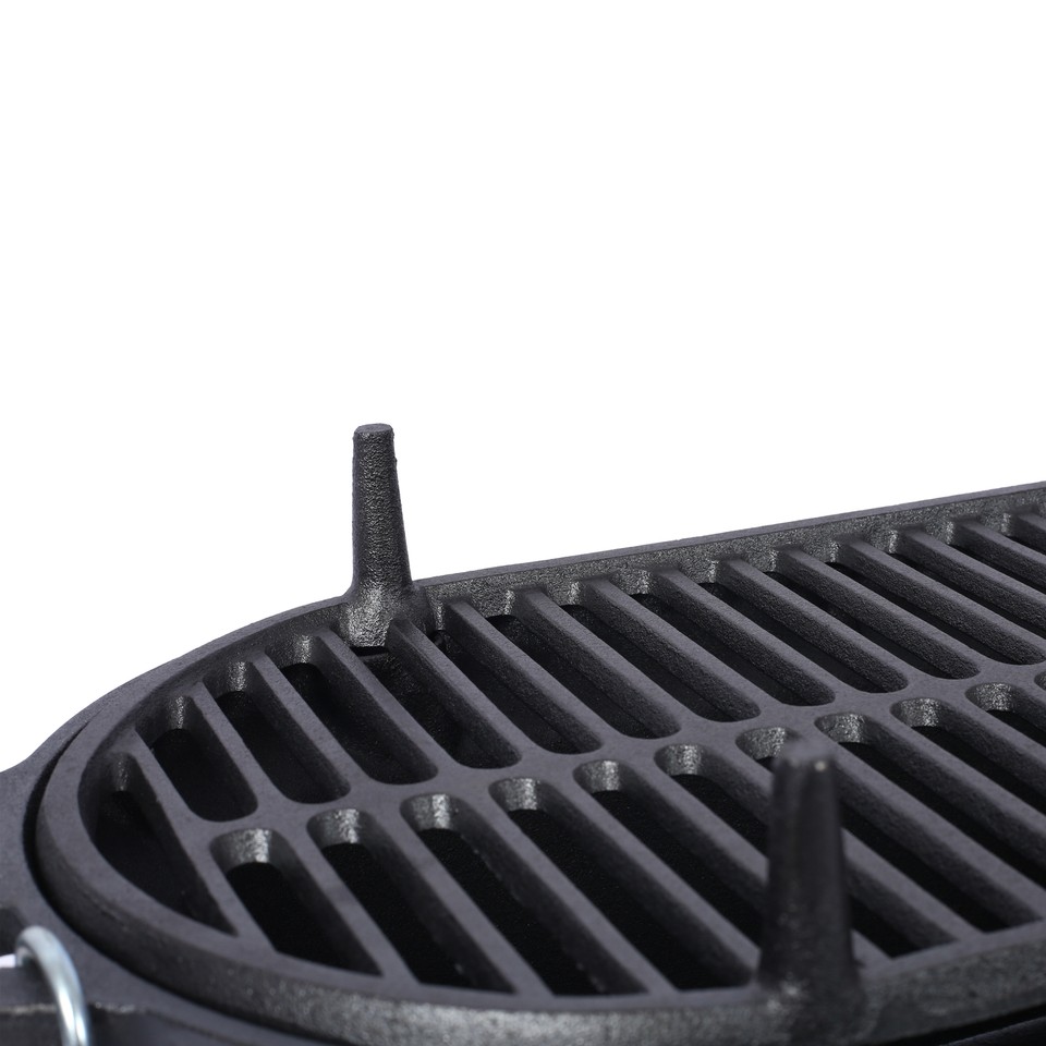 Oval Cast Iron Grill Outdoor Charcoal Grill Tabletop Cast Iron Skillet ...
