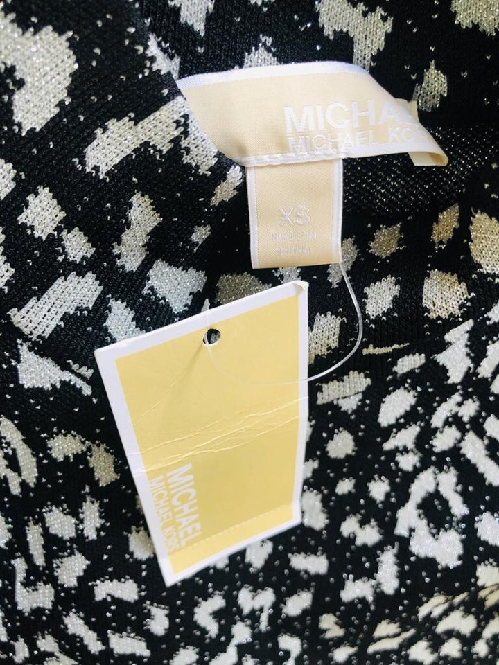 Michael Kors Metallic Leopard Print Bell Sleeve Bodycon Dress Sz XS | eBay