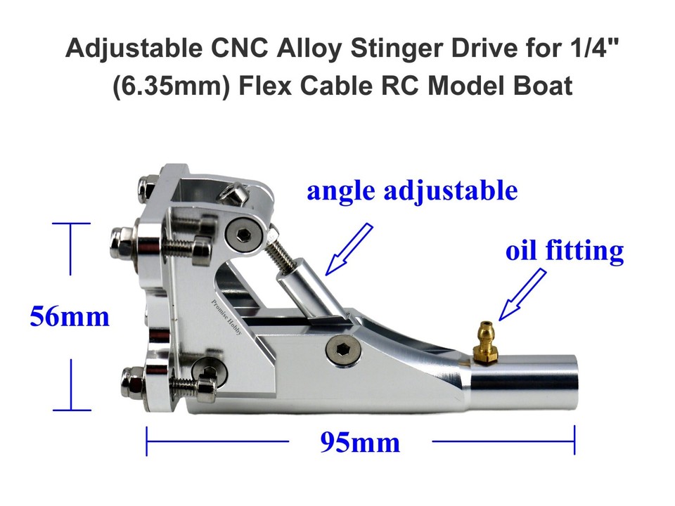 95mm Alloy CNC Stinger Drive Strut for 1/4" Shaft Cable for RC Model ...