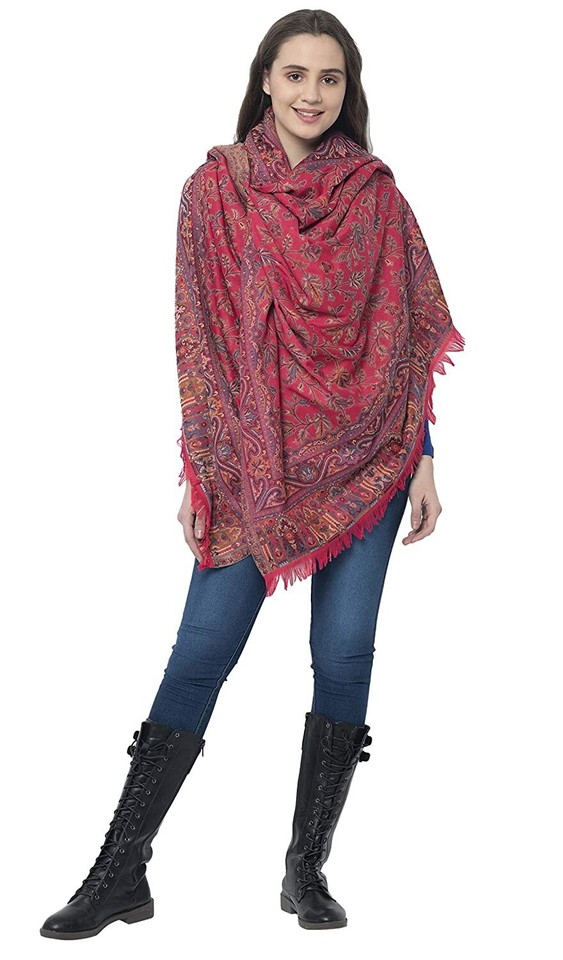 Women's Shawl Cashmere Pashmina Indian Kani Wool Large Stole Silk Soft ...