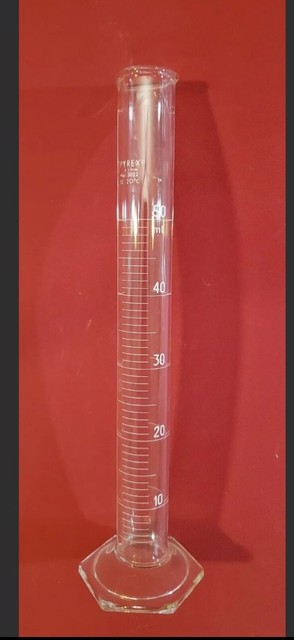Corning PYREX Glass 50ml Graduated Cylinder Single Scale 3022 for sale ...