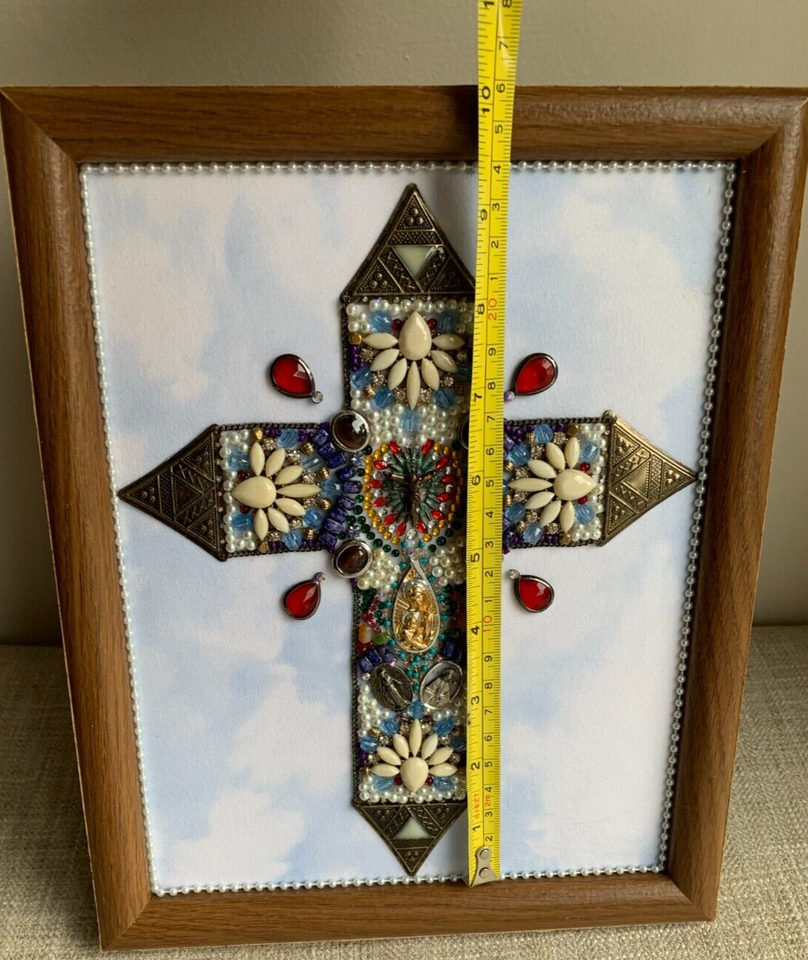 Framed Jewelry Cross Multicolored Vintage/Modern Rhinestone Jewelry ...