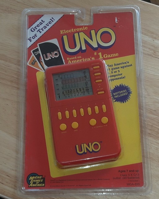 1994 Mattel UNO Electronic LCD Handheld Travel Game Factory for sale ...