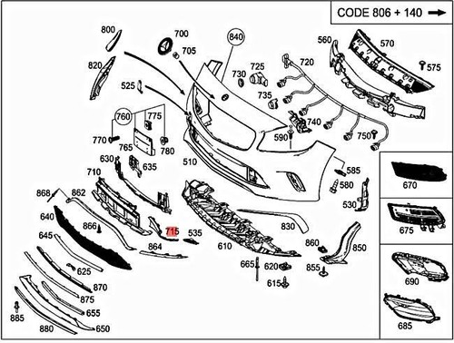 Genuine MERCEDES C117 W176 X117 A-CLASS W176 Cover bumper area ...