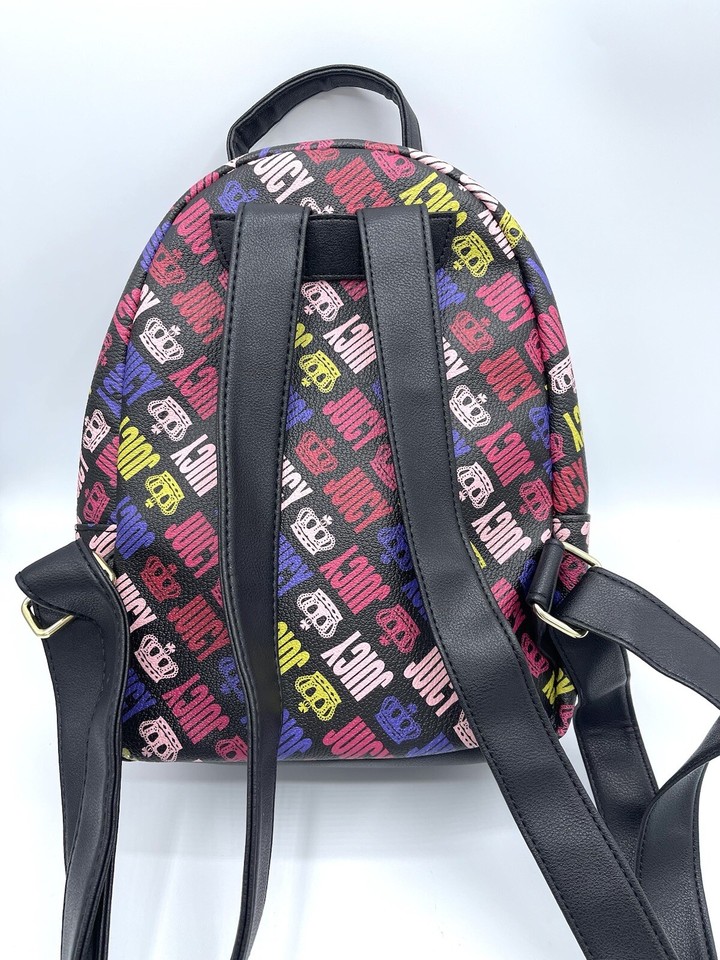 Juicy Couture LOGO Backpack Purple Pink Green Black Shoulder Bag Purse ...