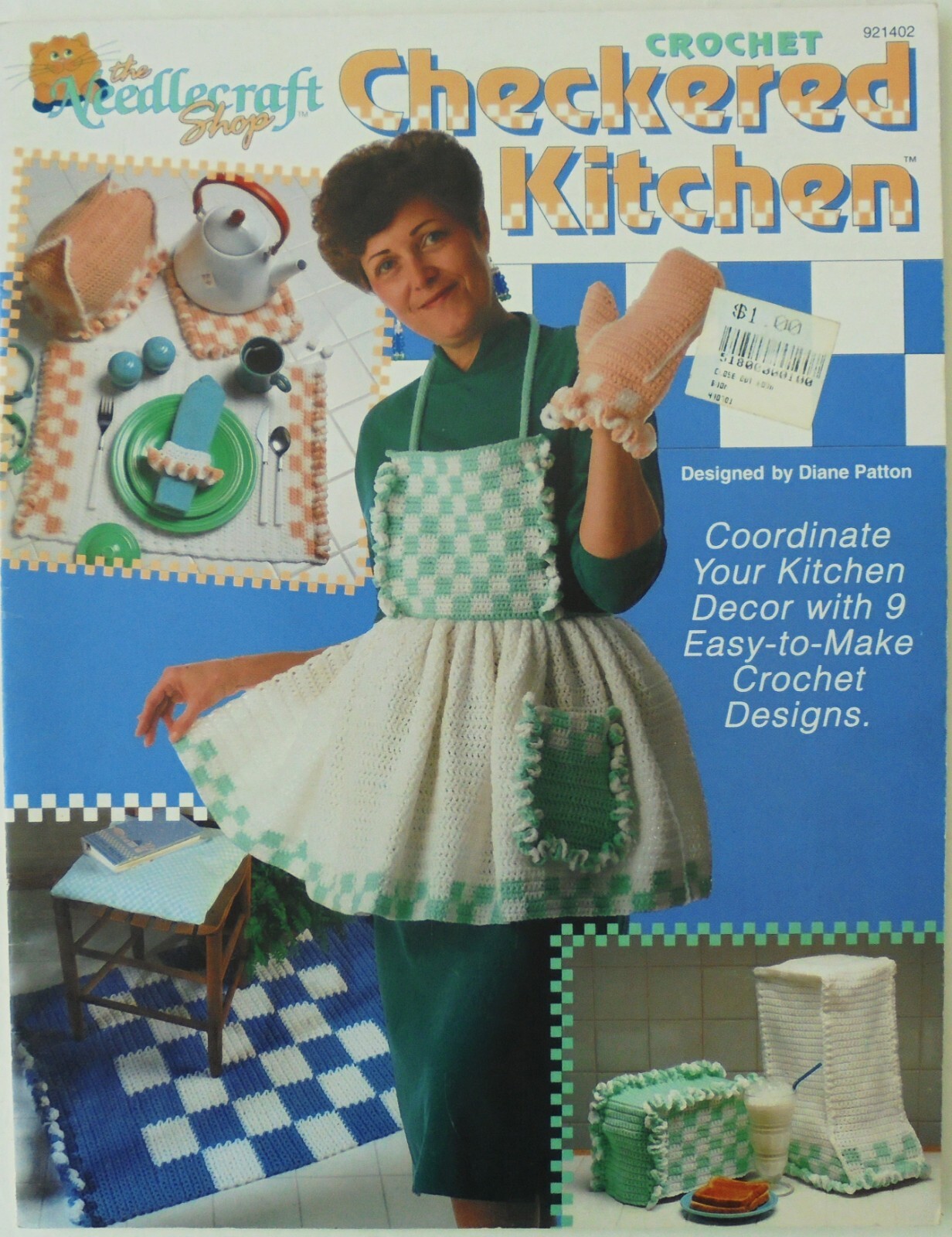 Needlecraft Shop Checkered Kitchen Apron Toaster Blender Cover Crochet ...