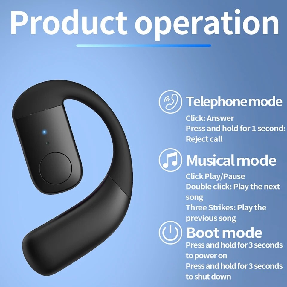 5.4 Bluetooth Earbuds Driving Trucker Wireless Headset Earpiece Noise ...