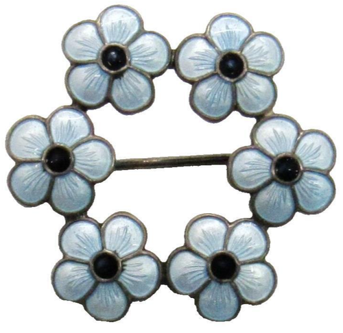 VINTAGE STERLING SILVER DANISH BLUE FLOWER PIN BROOCH BY MEKA ...