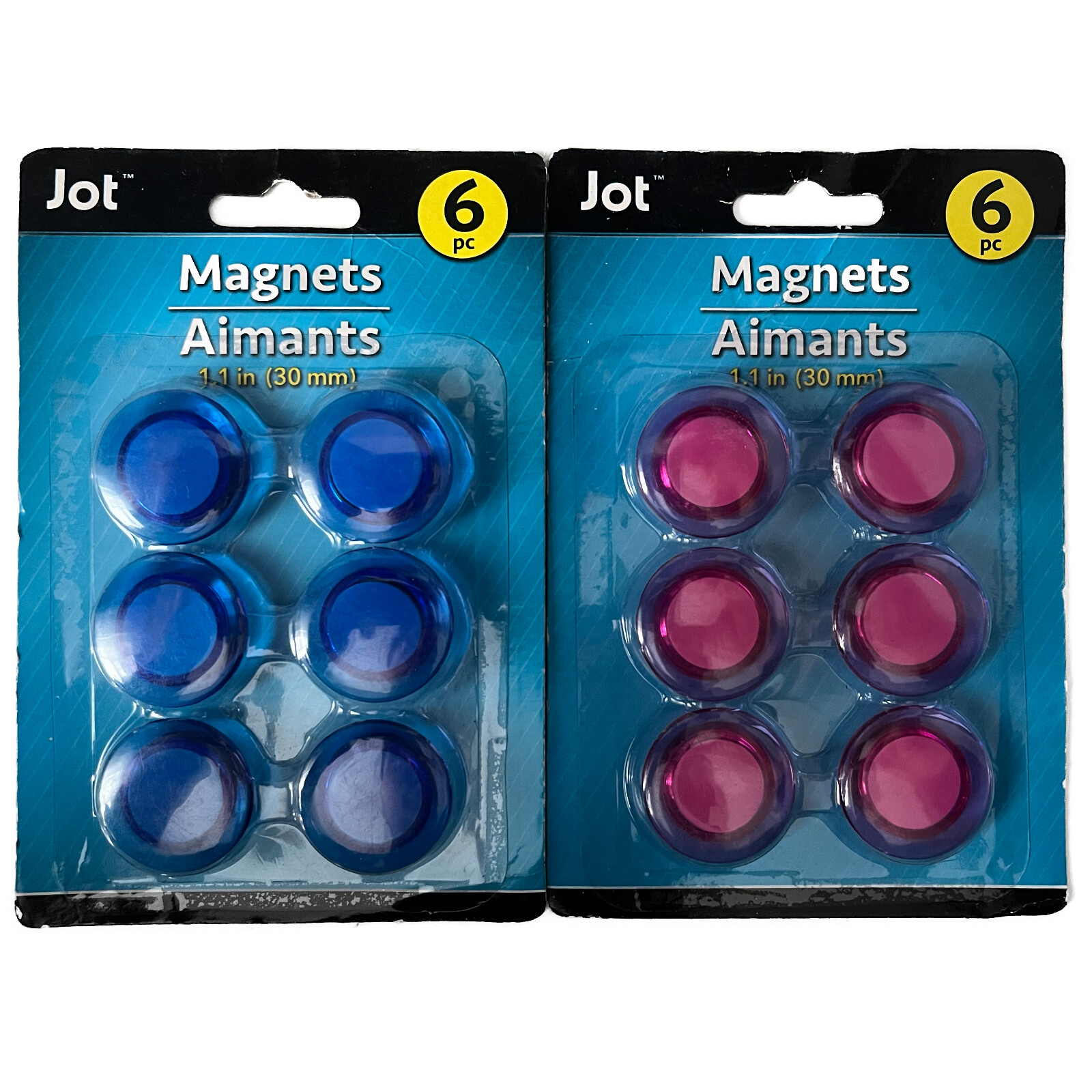 NEW JOT OFFICE HOME FRIDGE MAGNETS ROUND TRANSLUCENT PLASTIC 6 PC PER ...