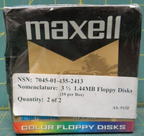 (10) Maxell MF 2HD 3.5" High Density Color Floppy Disks Disquettes 90mm ...