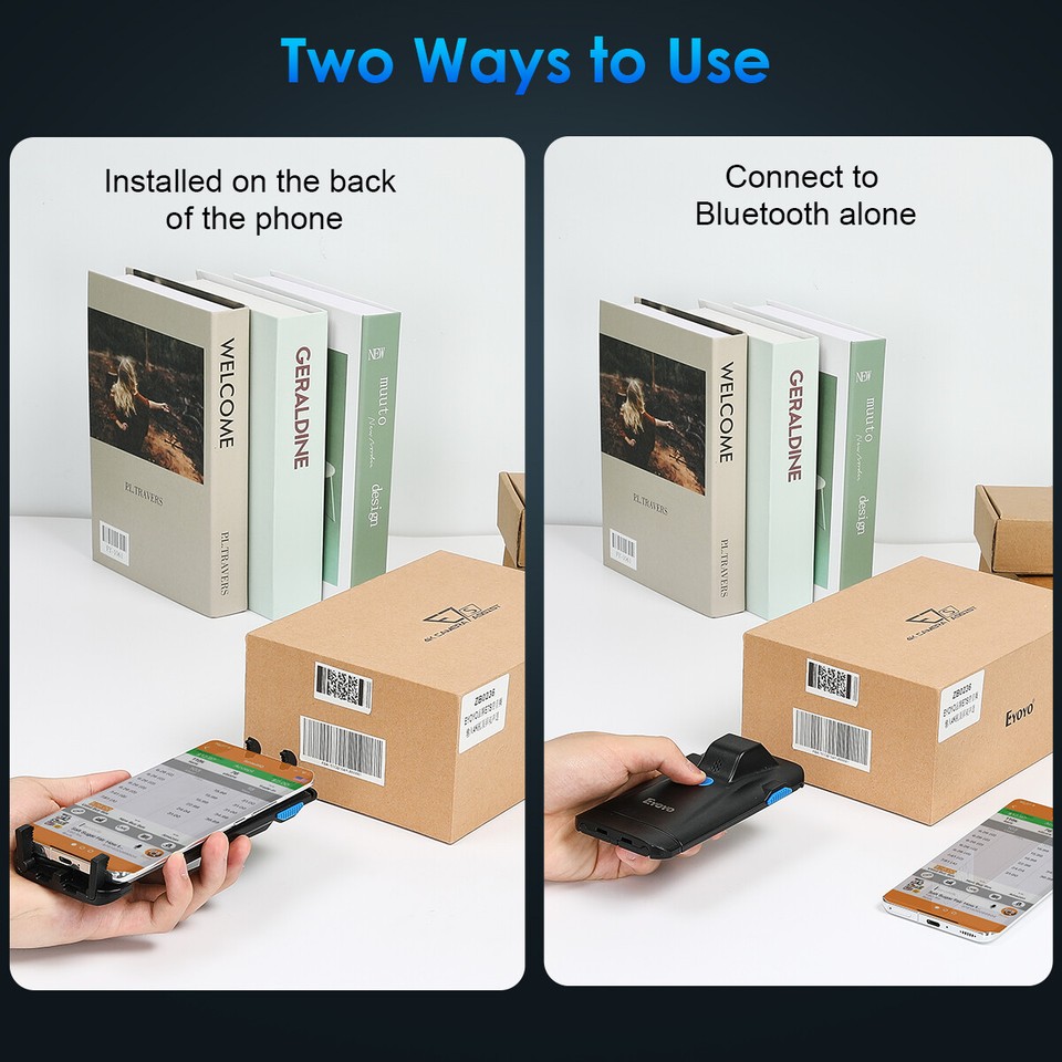 Phone Back Clip Barcode Scanner 1D 2D Wireless Store Warehouse ...