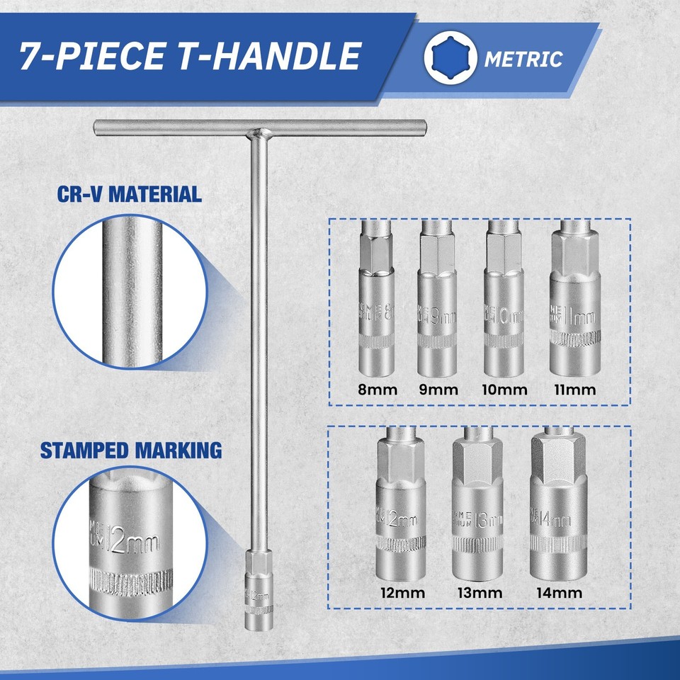 T - Handle Socket Set, Metric T Handle Wrench Set,7 Pieces(8mm-14mm ...